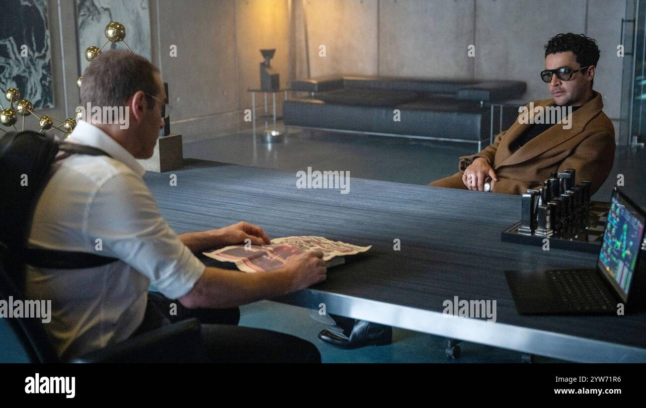 KRAVEN THE HUNTER, from left: Alessandro Nivola, Christopher Abbott ...