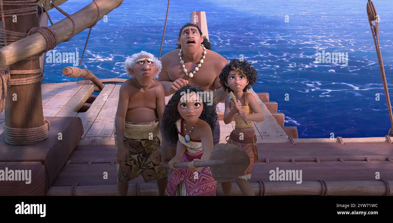 MOANA 2, from left: Kele (voice: David Fane), Moana (front, voice: Auli ...