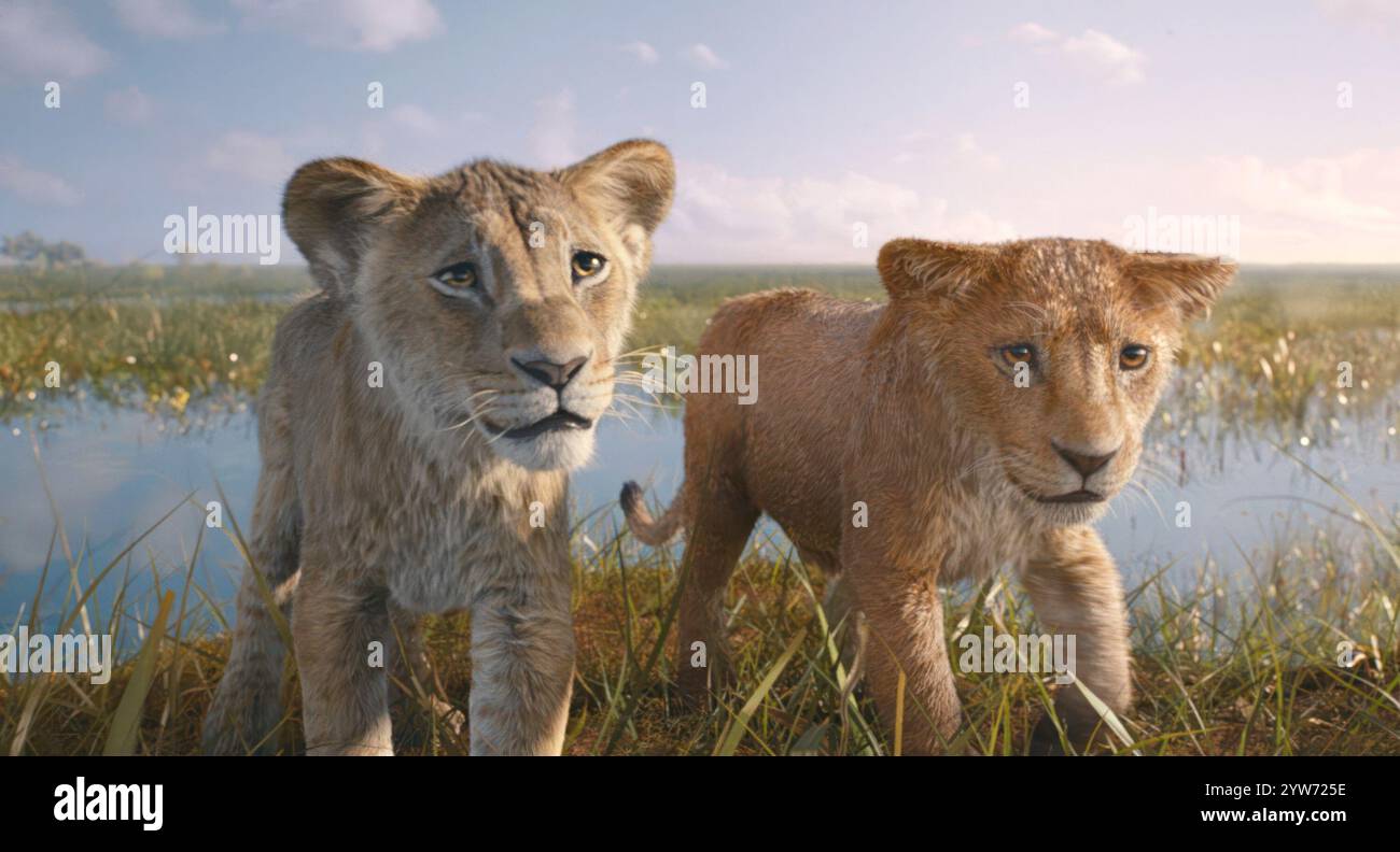 MUFASA: THE LION KING, from left: Young Mufasa (voice: Braelyn Rankins ...