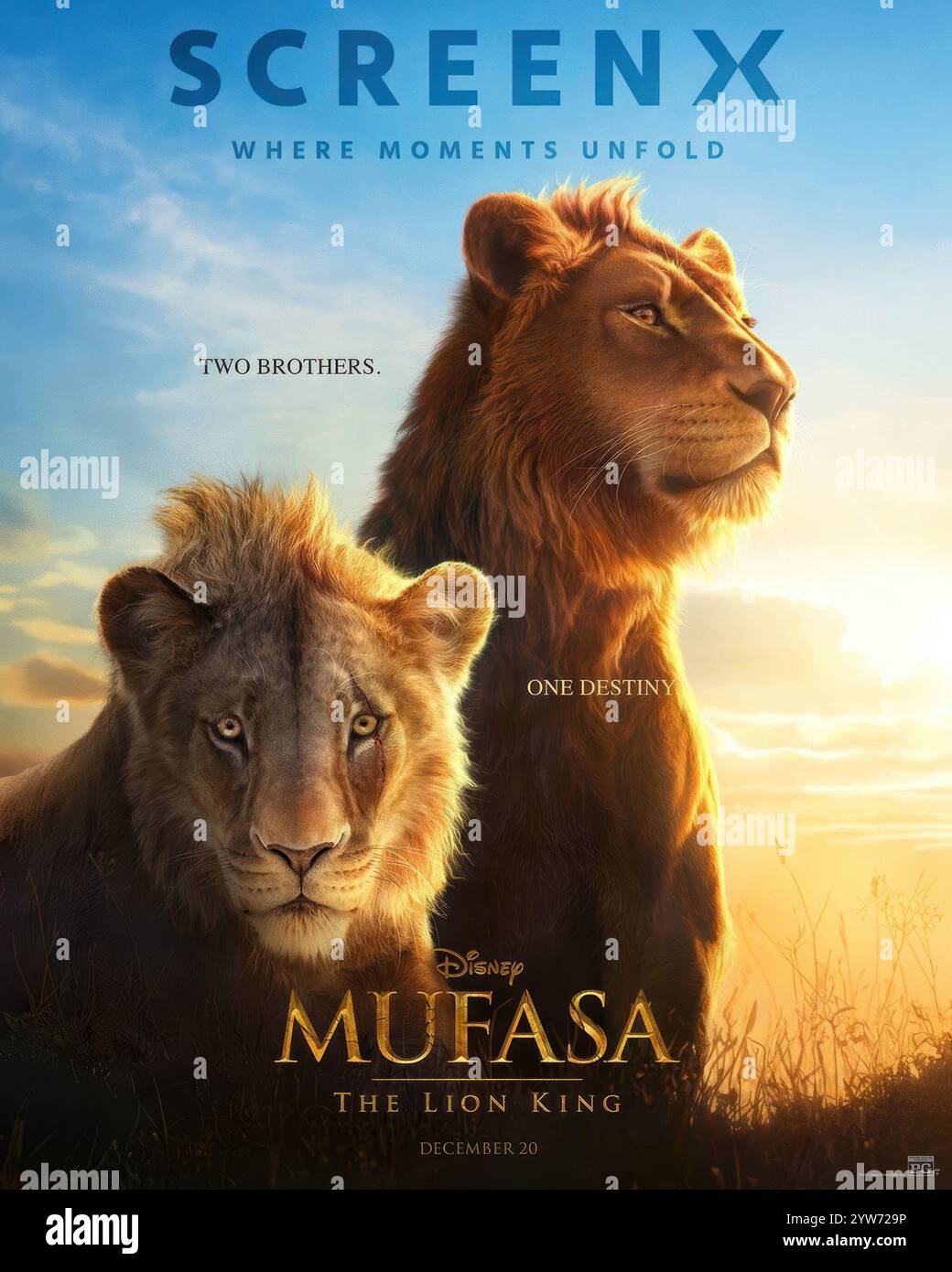 MUFASA: THE LION KING, US Screen X poster, from left: Taka (voice: Kelvin Harrison Jr.), Mufasa ...