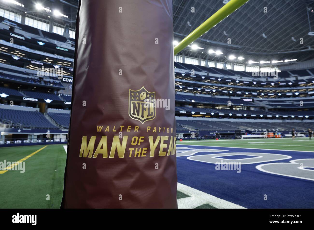 The NFL man of the year goal post wrap on the goal post at AT&T Stadium ...