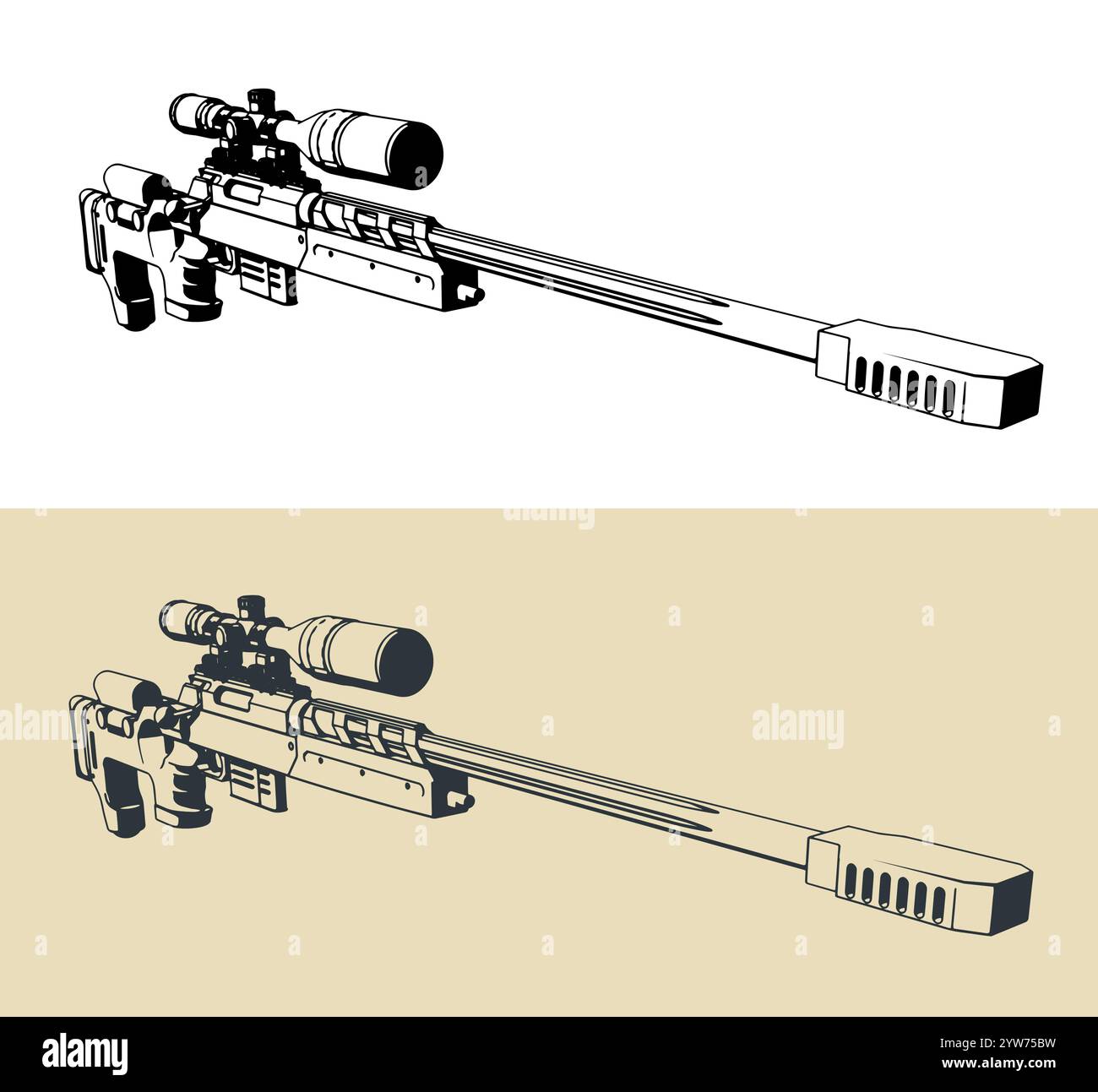 Stylized vector illustrations of a large caliber sniper rifle Stock Vector Image & Art - Alamy