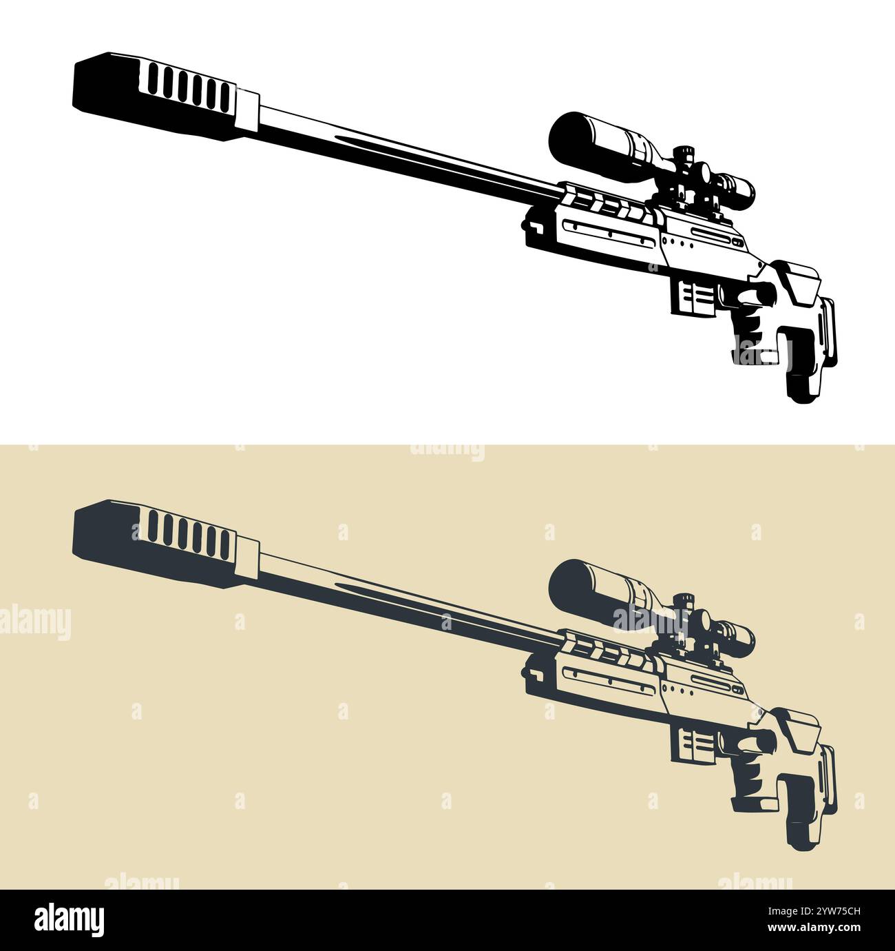 Stylized vector illustrations of a large caliber sniper rifle Stock Vector Image & Art - Alamy