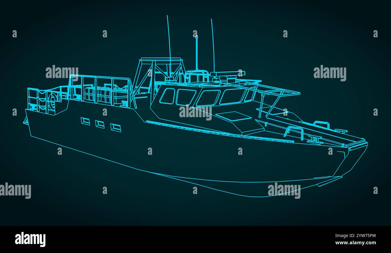 Stylized vector illustration of a military patrol boat Stock Vector ...