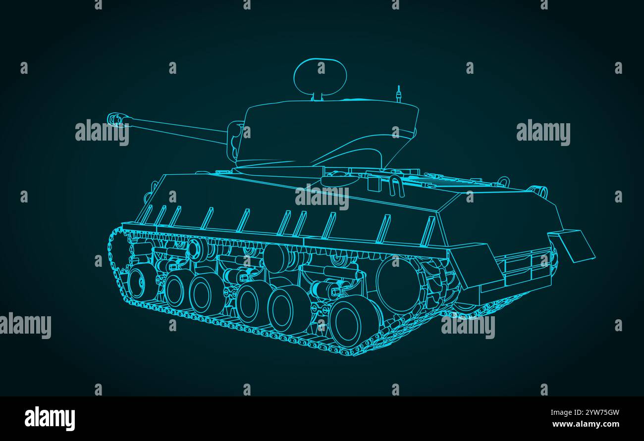 Stylized vector illustration of a M4 Sherman tank Stock Vector Image ...