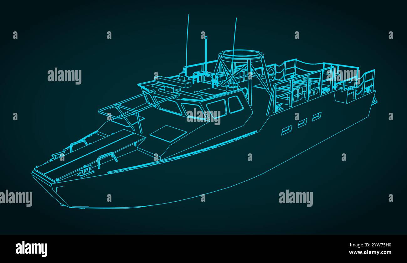 Stylized vector illustration of a military patrol boat Stock Vector ...