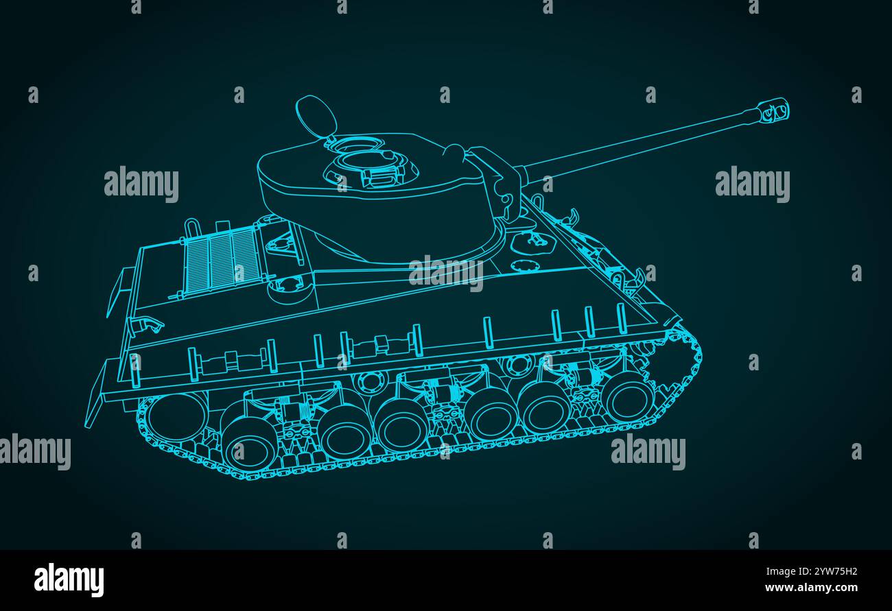 Stylized vector illustration of a M4 Sherman tank Stock Vector Image ...
