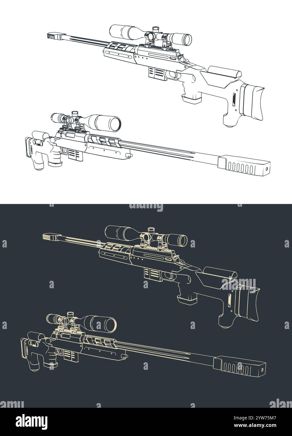 Stylized vector illustrations of a large caliber sniper rifle Stock Vector Image & Art - Alamy