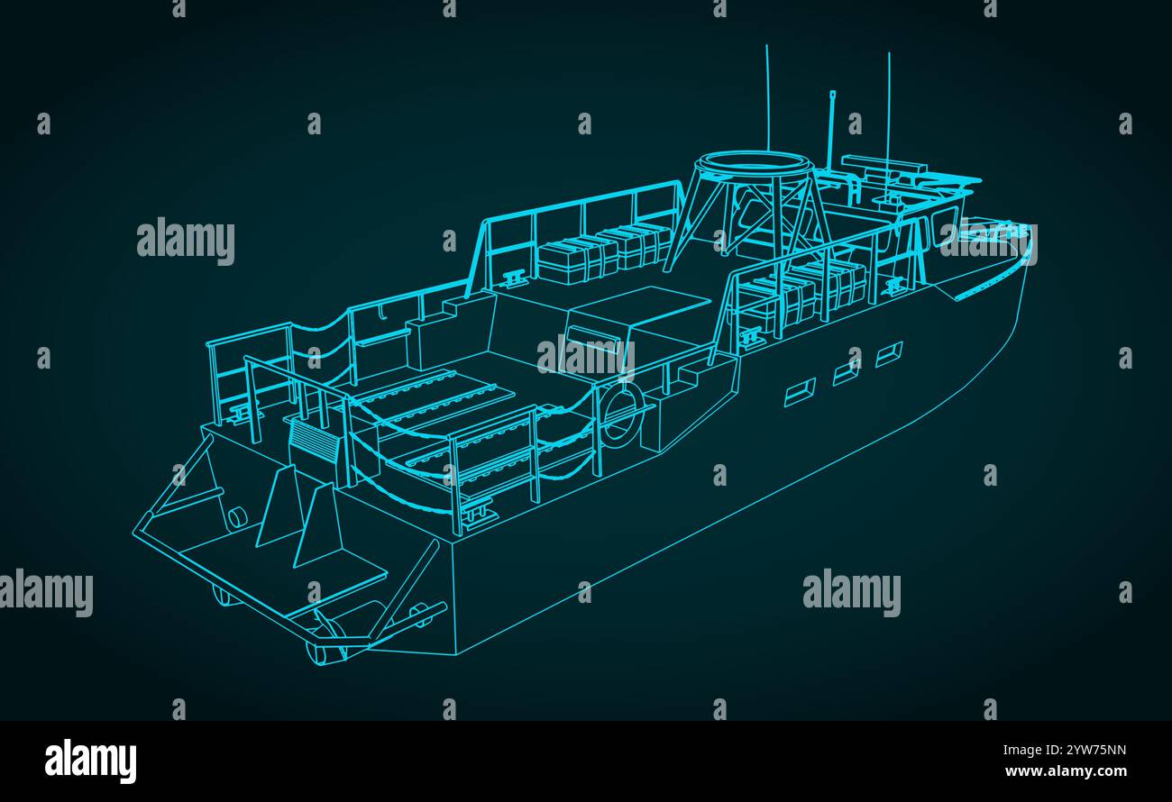 Stylized vector illustrations of a military patrol boat Stock Vector ...