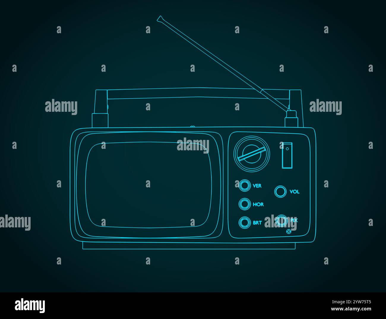 Stylized vector illustration of vintage portable television Stock ... Stylized vector illustration of vintage portable television Stock ...