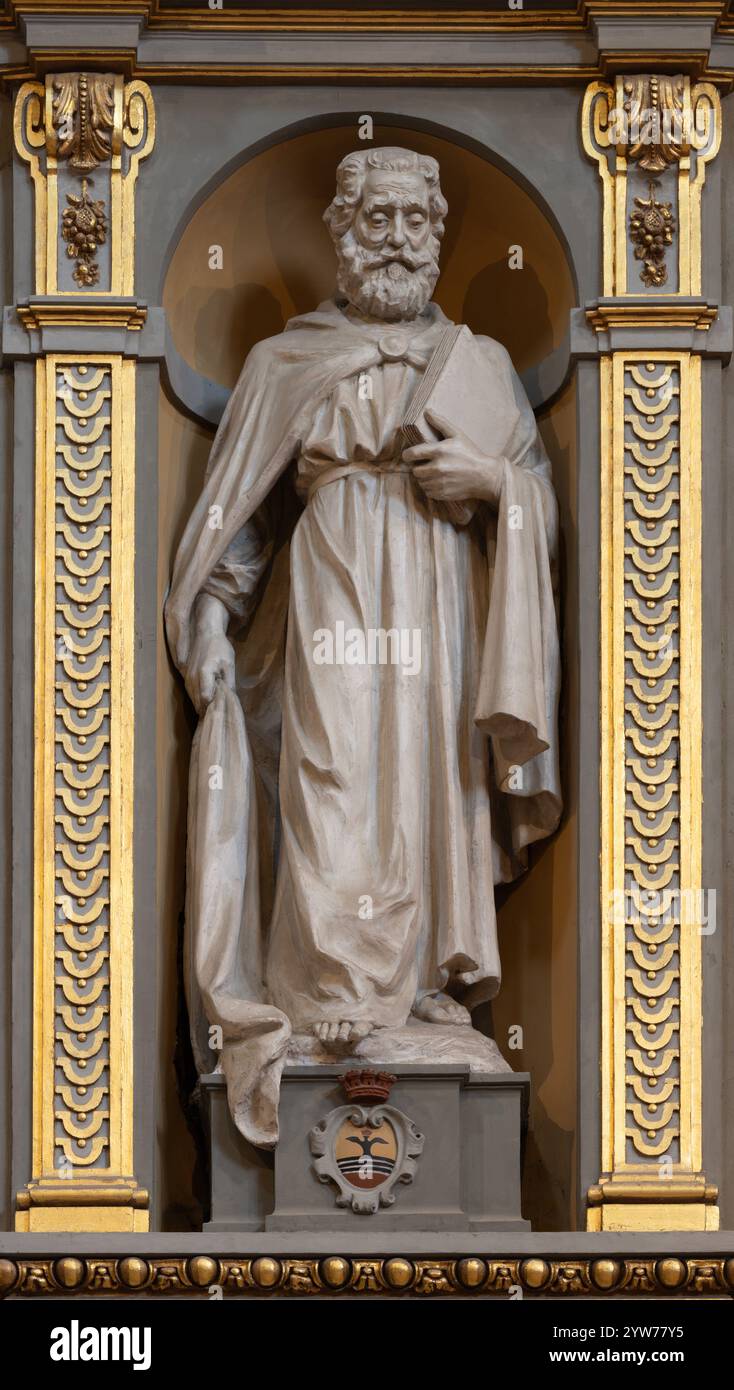 VOGHERA, ITALY - SEPTEMBER 12, 2024: The statue of St. Luke the ...