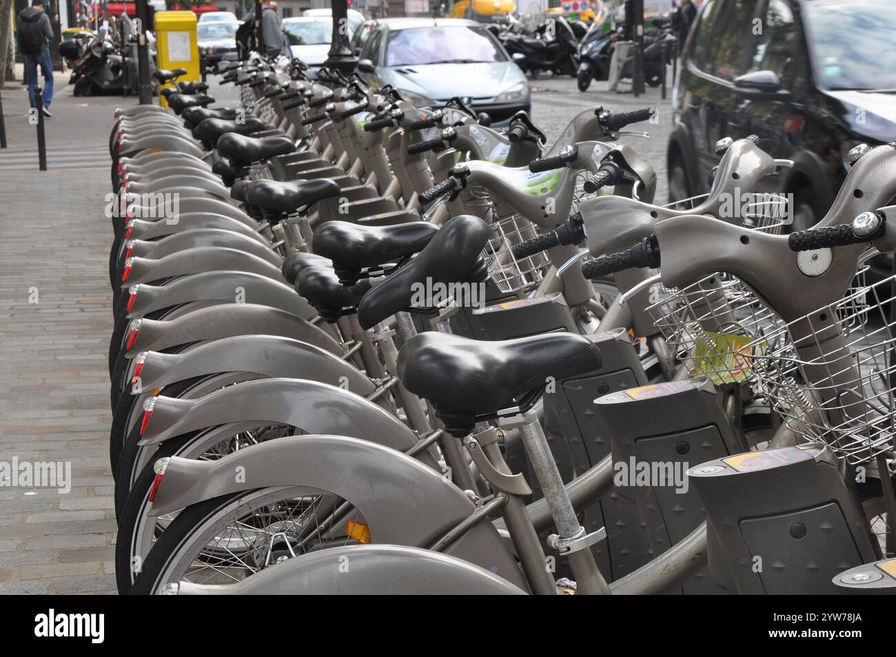 Rental Bikes Alligned in Paris - France Stock Photo - Alamy