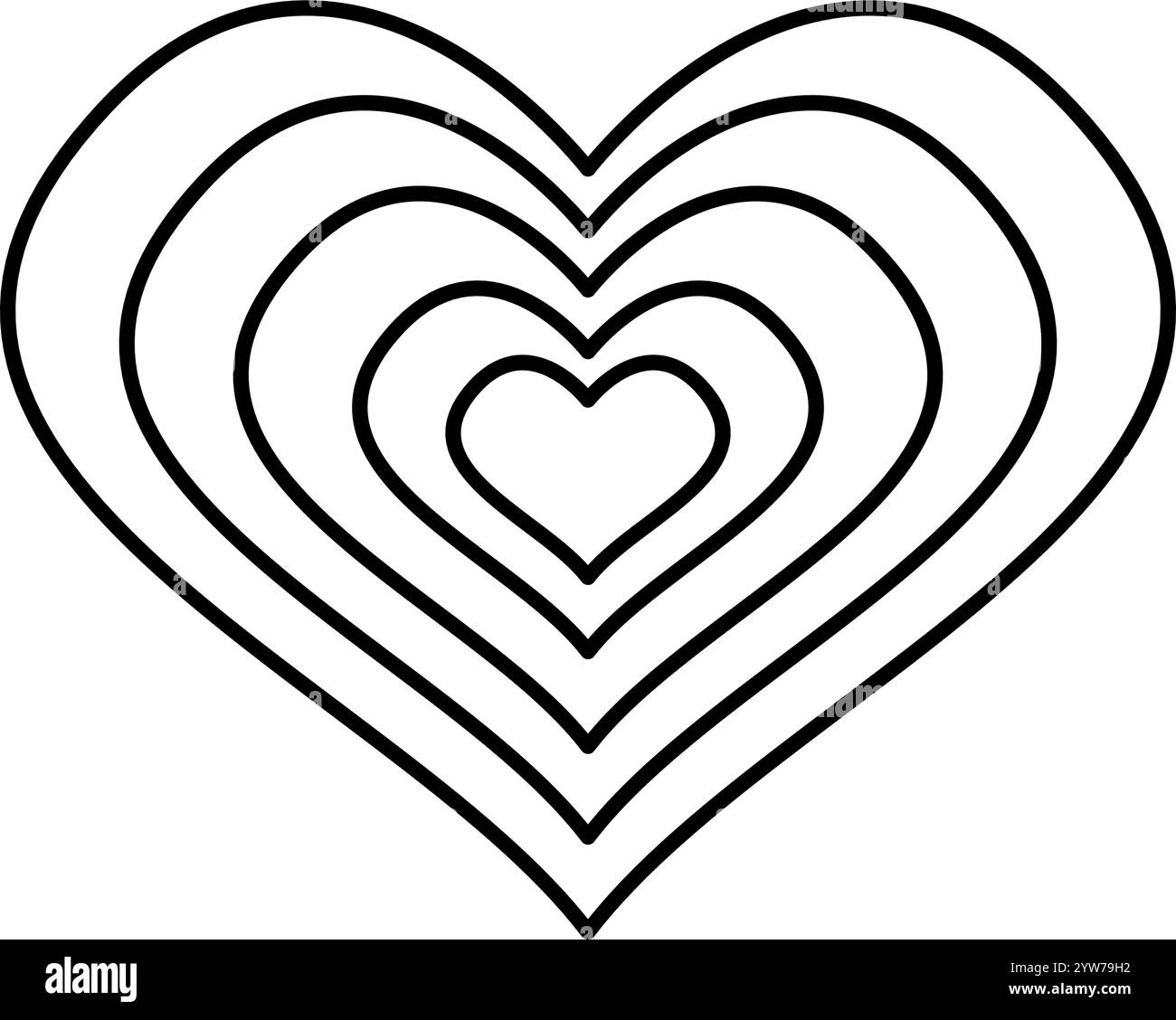 Abstract geometric y2k shape. Repeating concentric heart symbols in ...