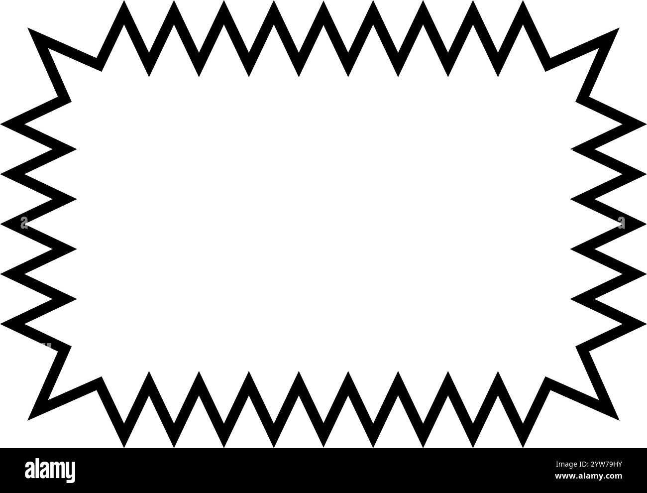 Rectangle Frame With Zigzag Edges Empty Text Box Speech Bubbl Tag Or Label Rectangular Shape