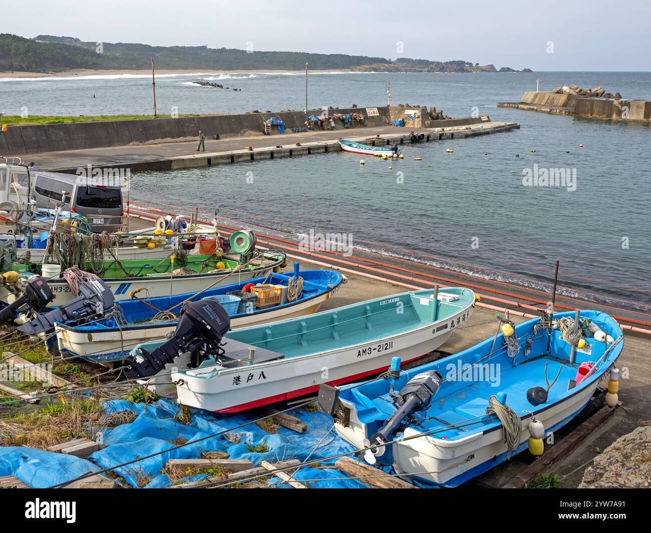 Shirahama fishing port at the southern end of Shirahama Beach Stock ...