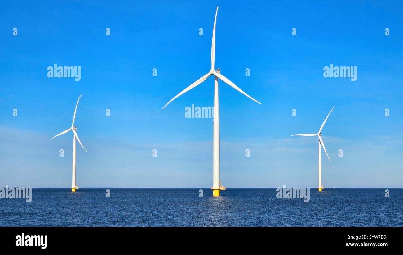 Windmill park in the ocean, green energy Energy transition, zero ...