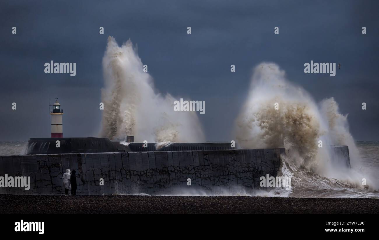 Storm Darragh at Newhaven harbour Stock Photo - Alamy