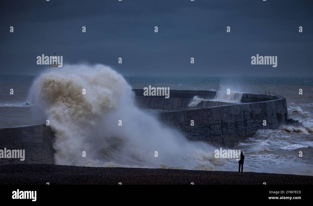 Storm Darragh at Newhaven harbour Stock Photo - Alamy