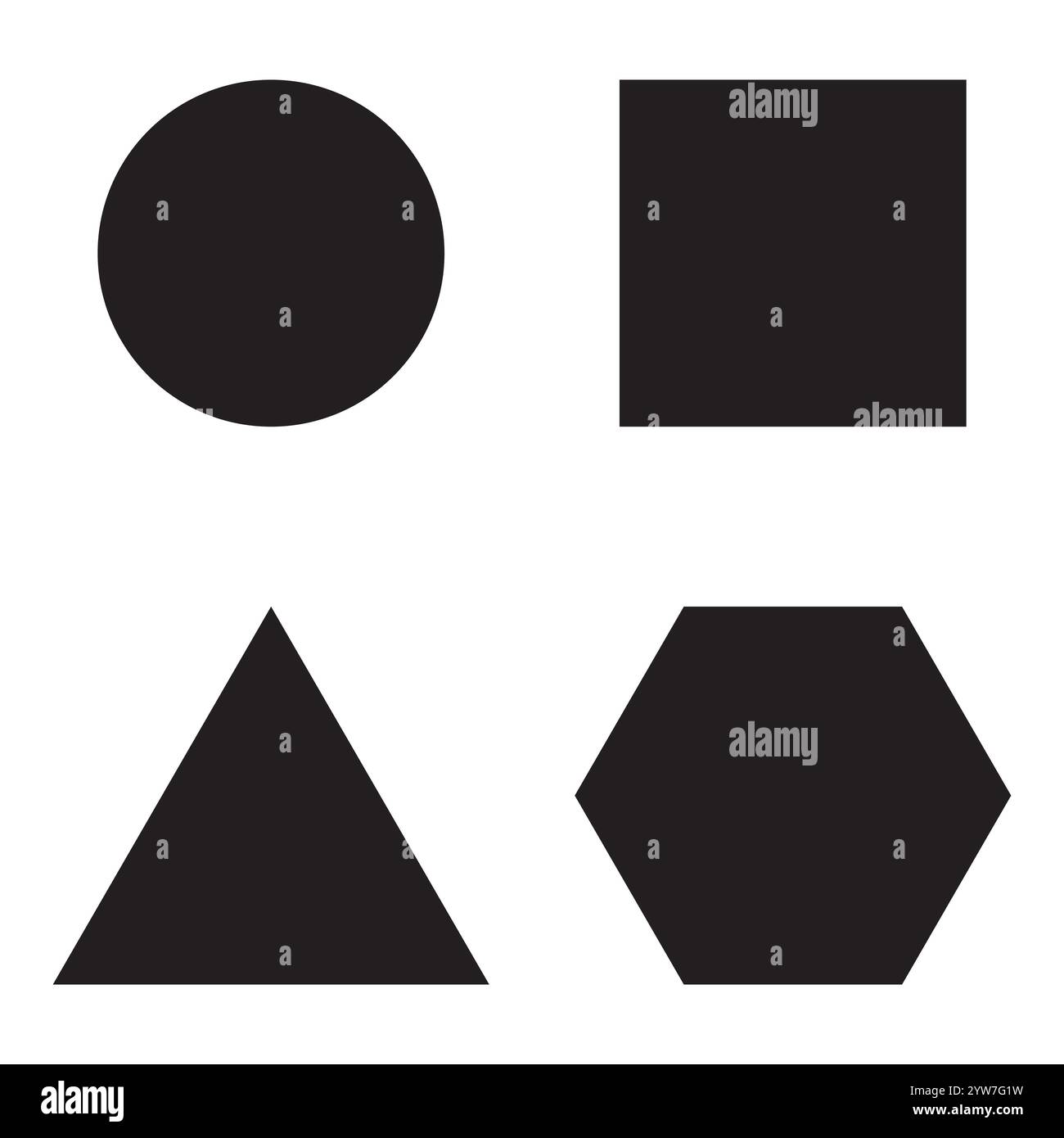 Basic geometric shapes. Circle, square, triangle. Black and white ...