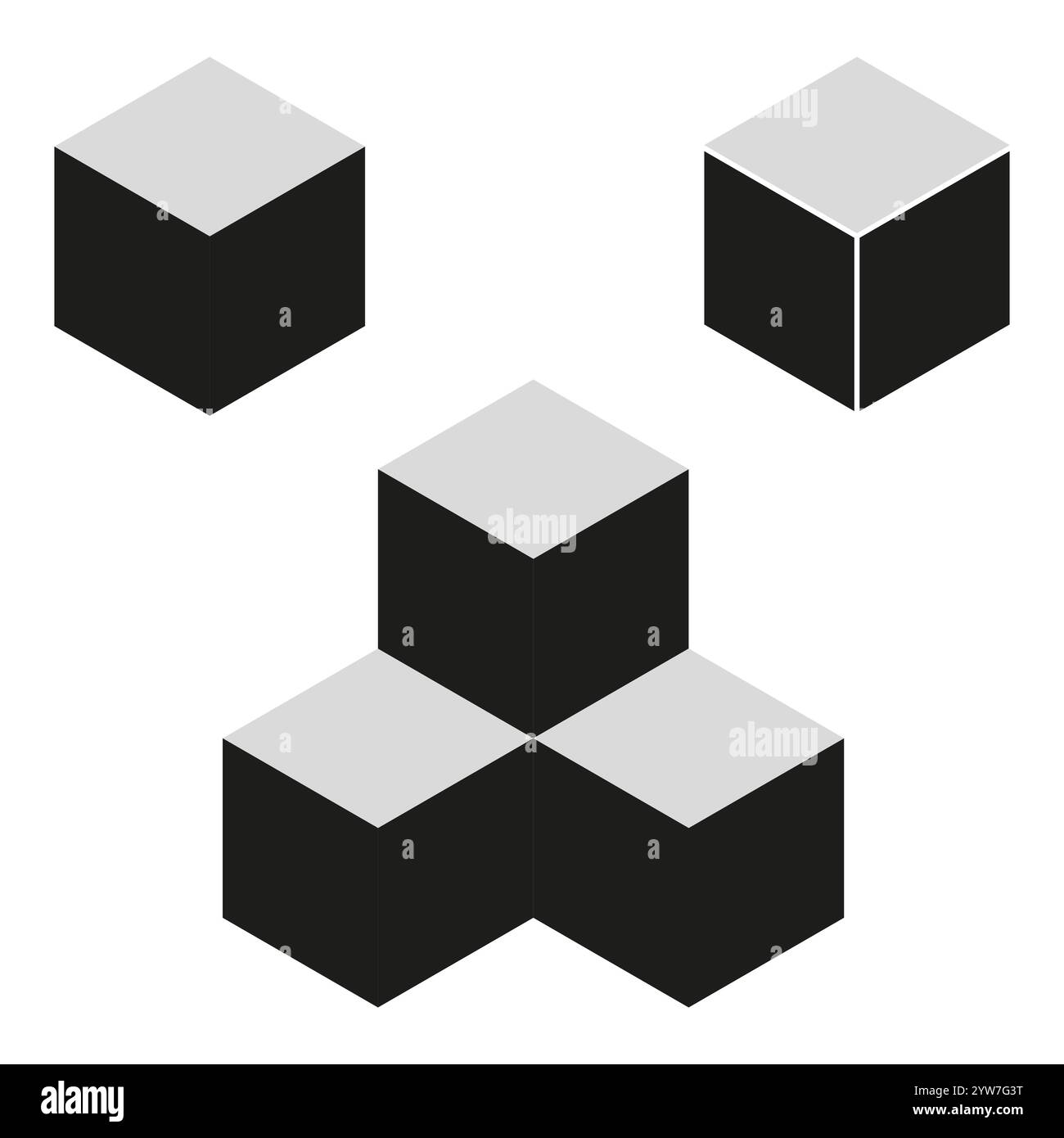 Isometric cube pattern. Geometric 3D shape. Modern block vector. Black ...