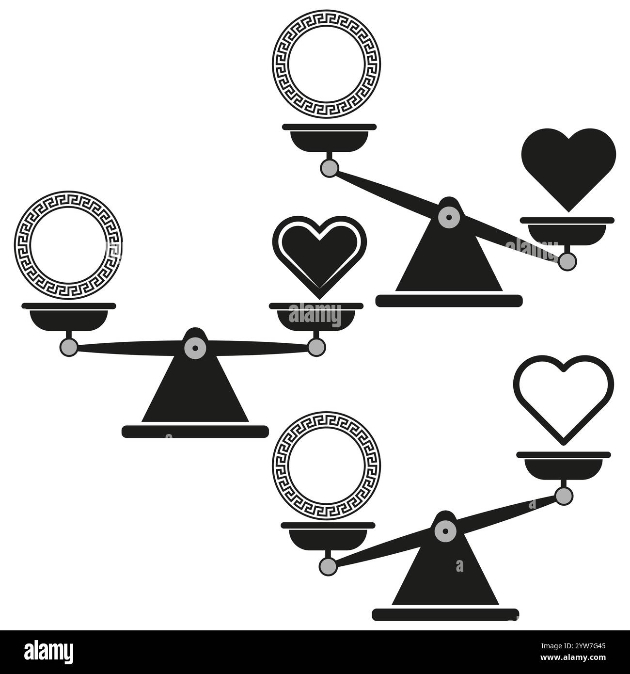 Balance scale icon. Heart and circle symbol. Decision-making vector ...
