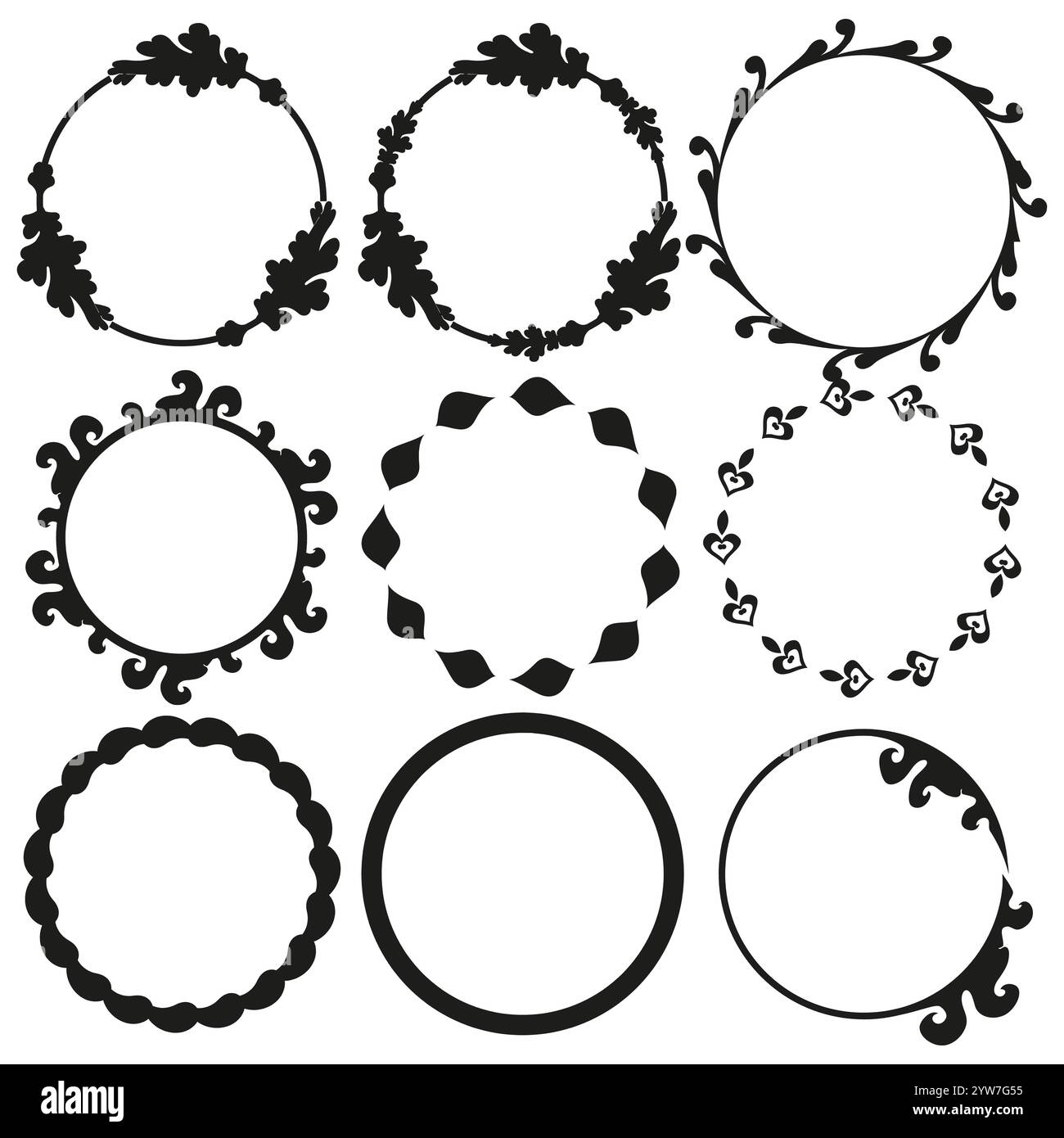 Floral wreath collection. Circular frame vector. Ornamental round ...