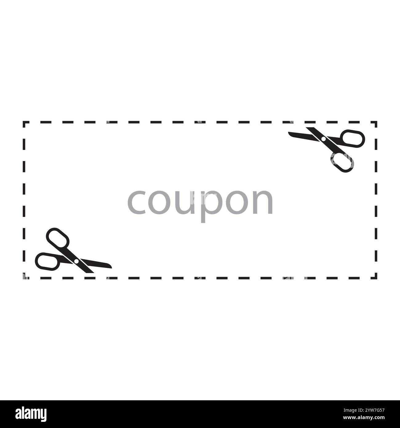 Coupon outline icon. Scissors and border. Discount voucher shape ...