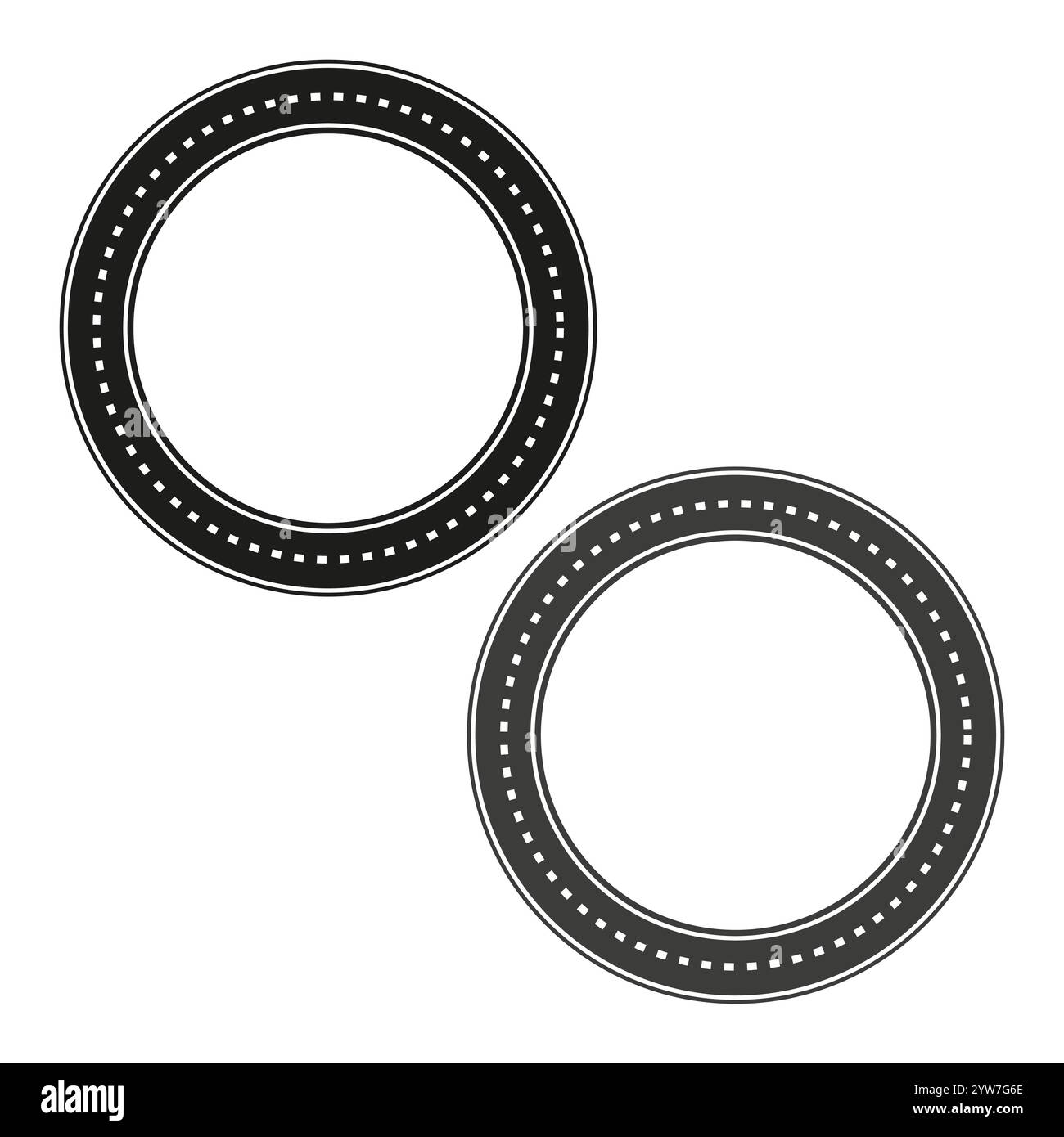 Circular road icon. Double lane detail. Minimal black and white design ...