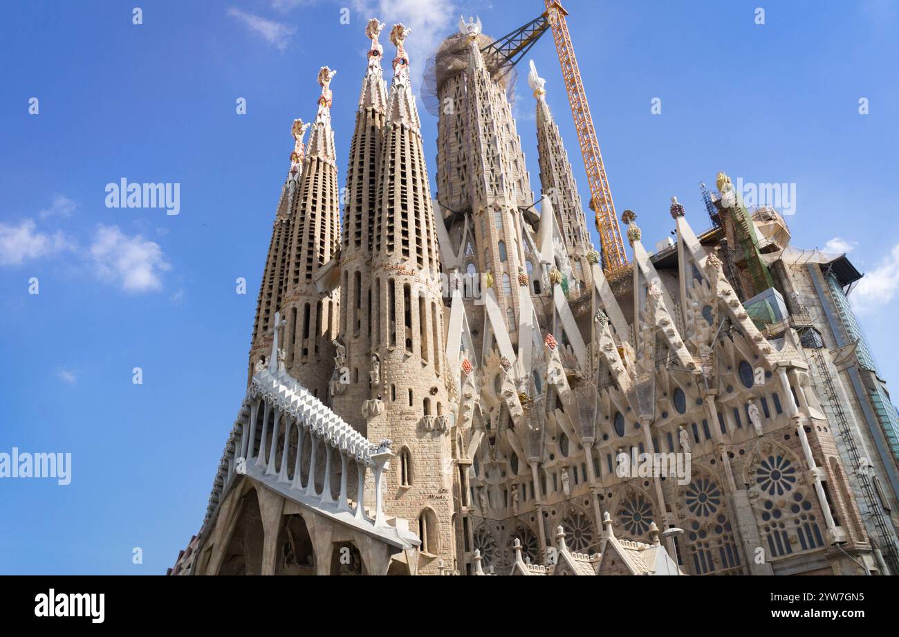 Barcelona, Catalonia, Spain - 08 04 2023: Spires of the Passion facade ...