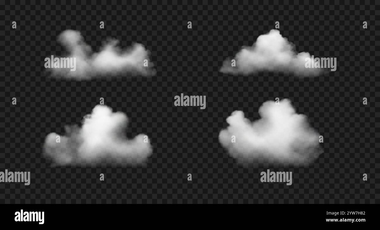 Various white vector realistic clouds, fog, smoke Stock Vector Image ...