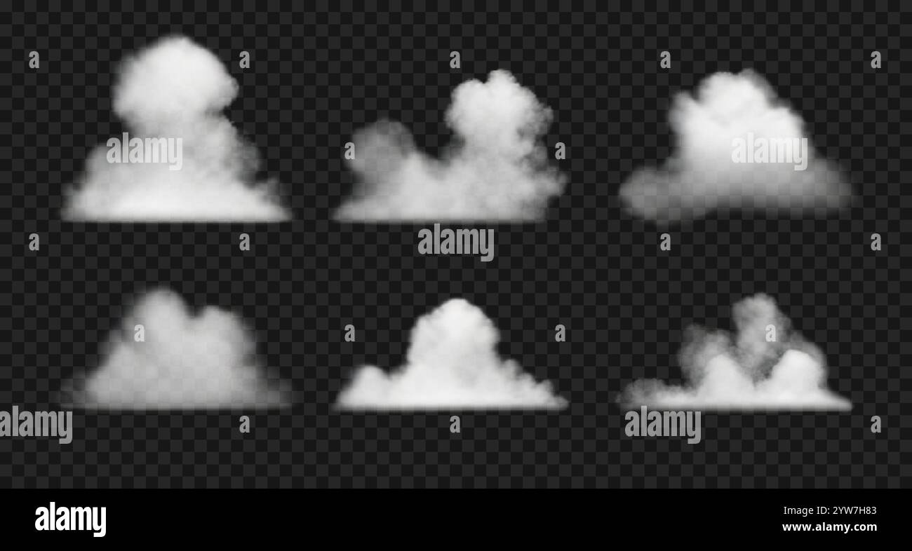 Realistic white vector clouds, water haze, smoke Stock Vector Image ...