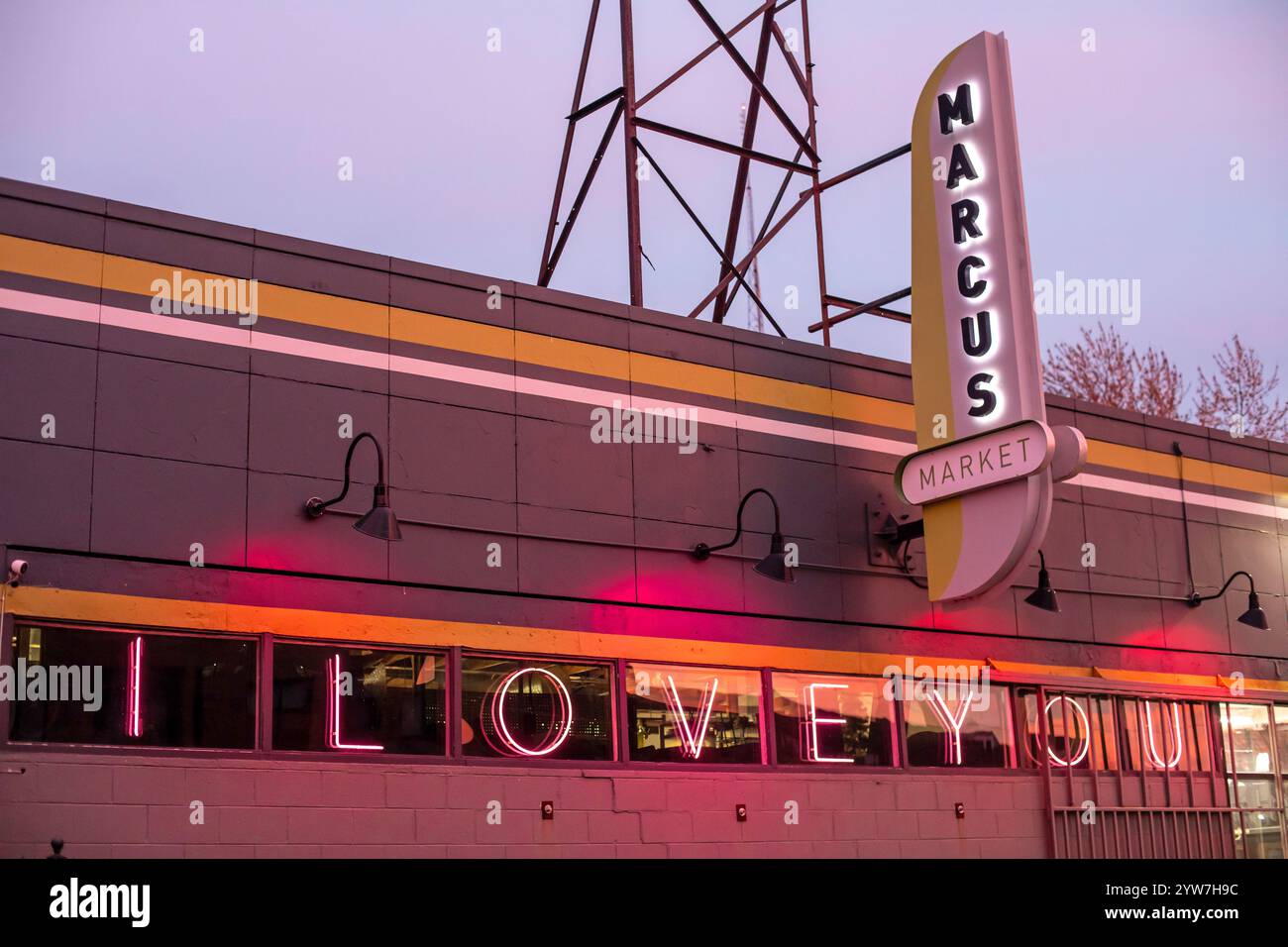 Detroit, Michigan - Marcus Market displays 'I Love You' on Noel Night ...