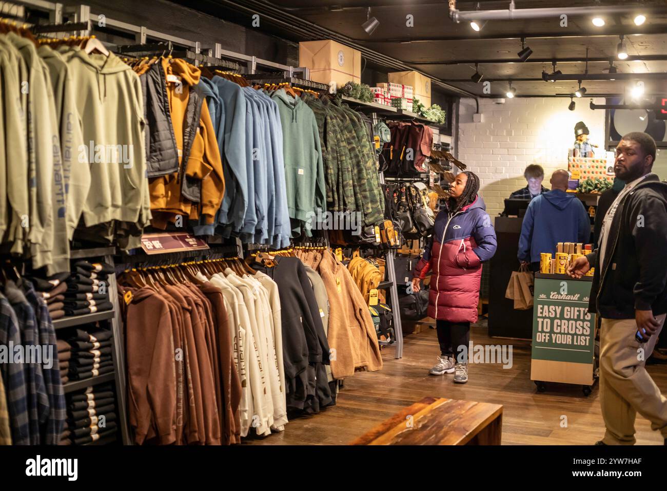 Detroit, Michigan - People shop at a Carhartt store on Noel Night. The ...