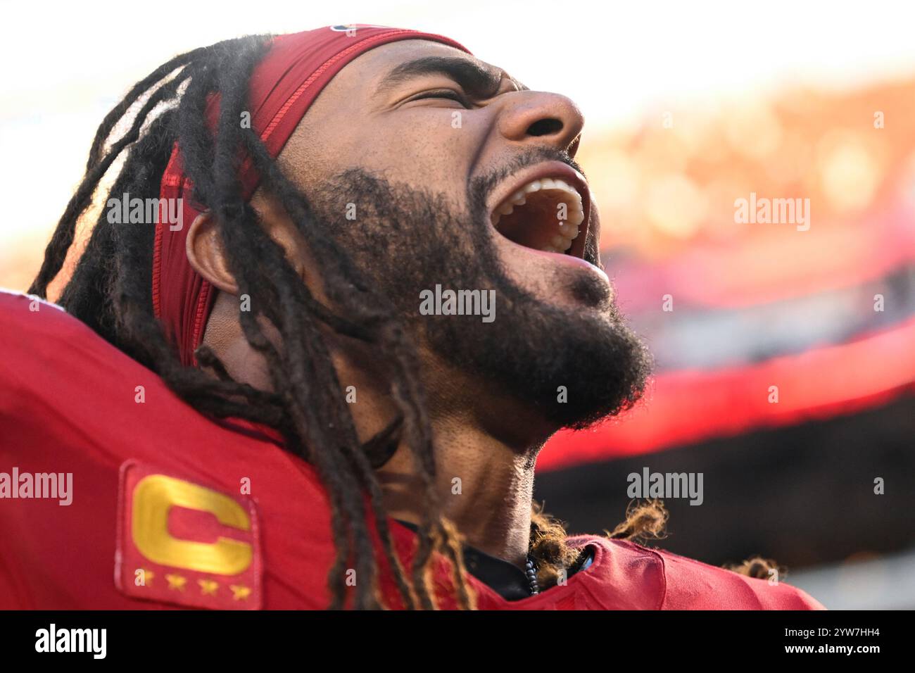 San Francisco 49ers linebacker Fred Warner celebrates after an NFL ...