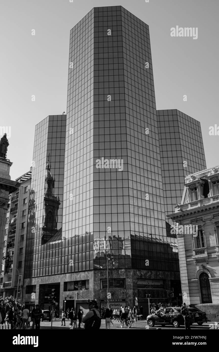 Black and white photography of street scene in Santiago de Chile Stock ...