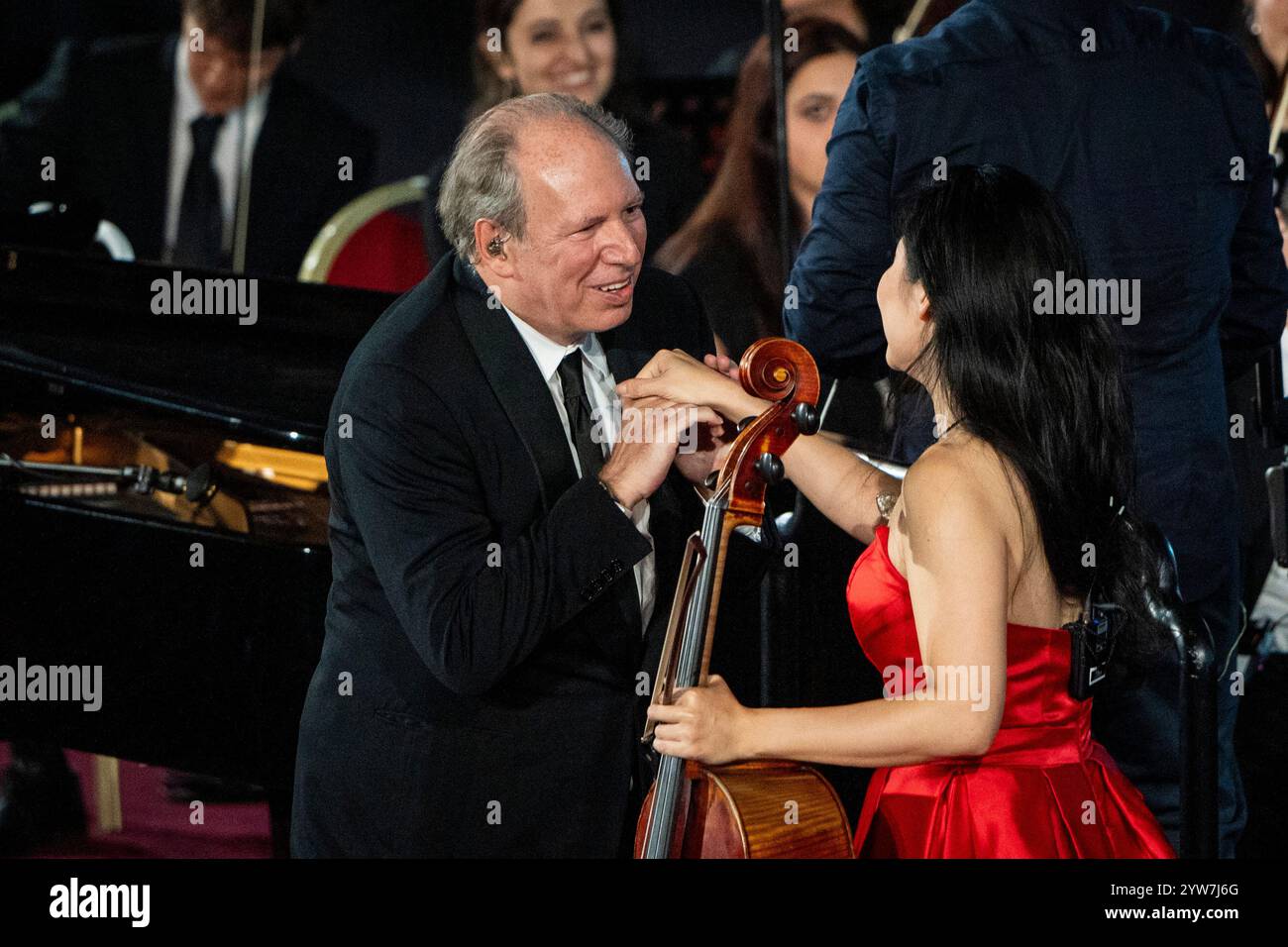 Vatican City, Vatican. 07th Dec, 2024. Hans Zimmer and Tina Guo attend ...