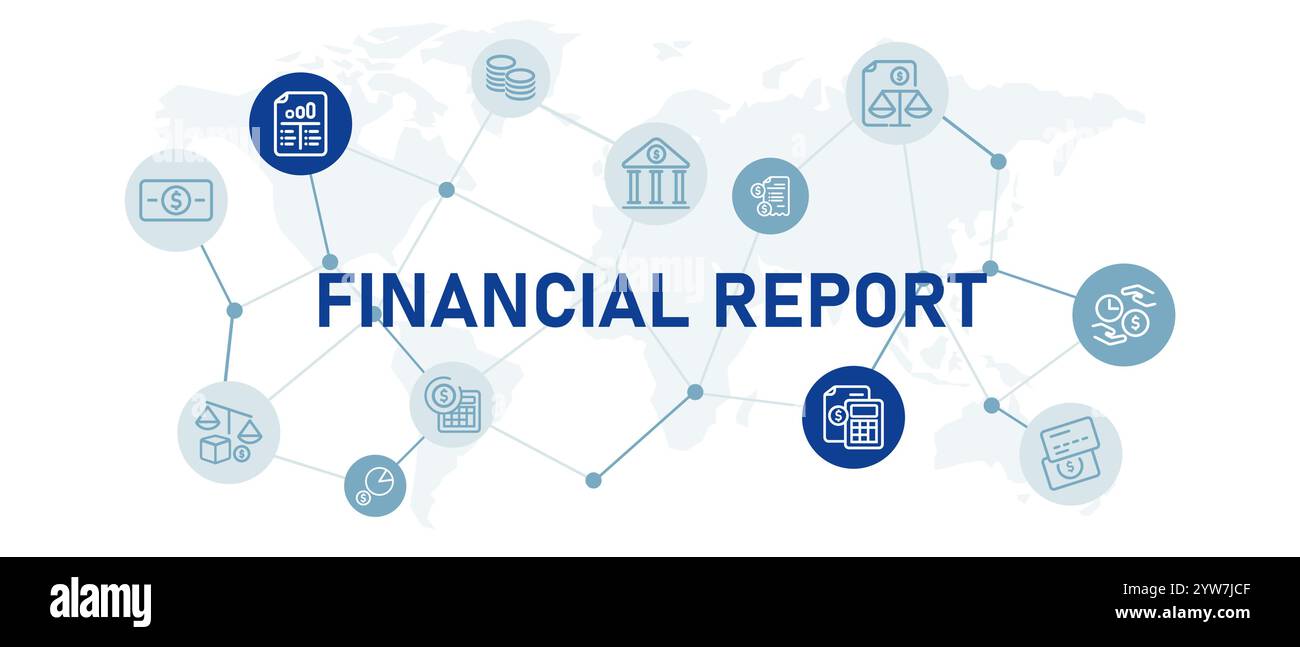 Financial report icon set activity finance management business money ...
