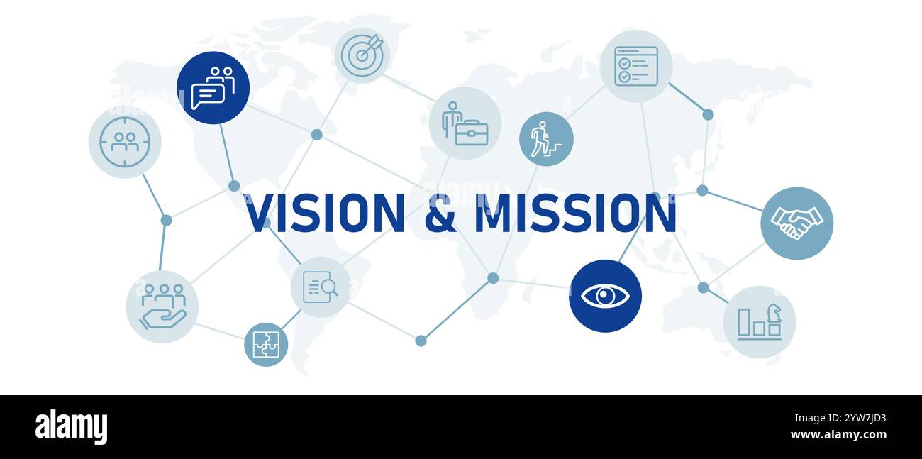 Vision and Mission icon set outline teamwork job work partnership ...
