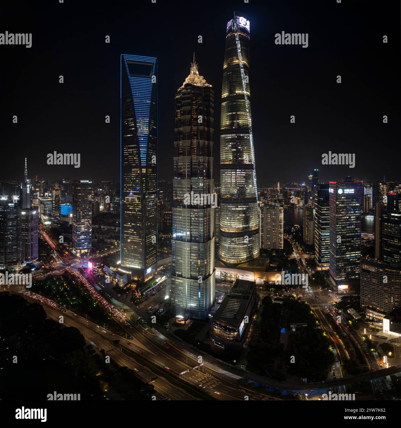 Night view of Shanghai Skyline, China Stock Photo - Alamy