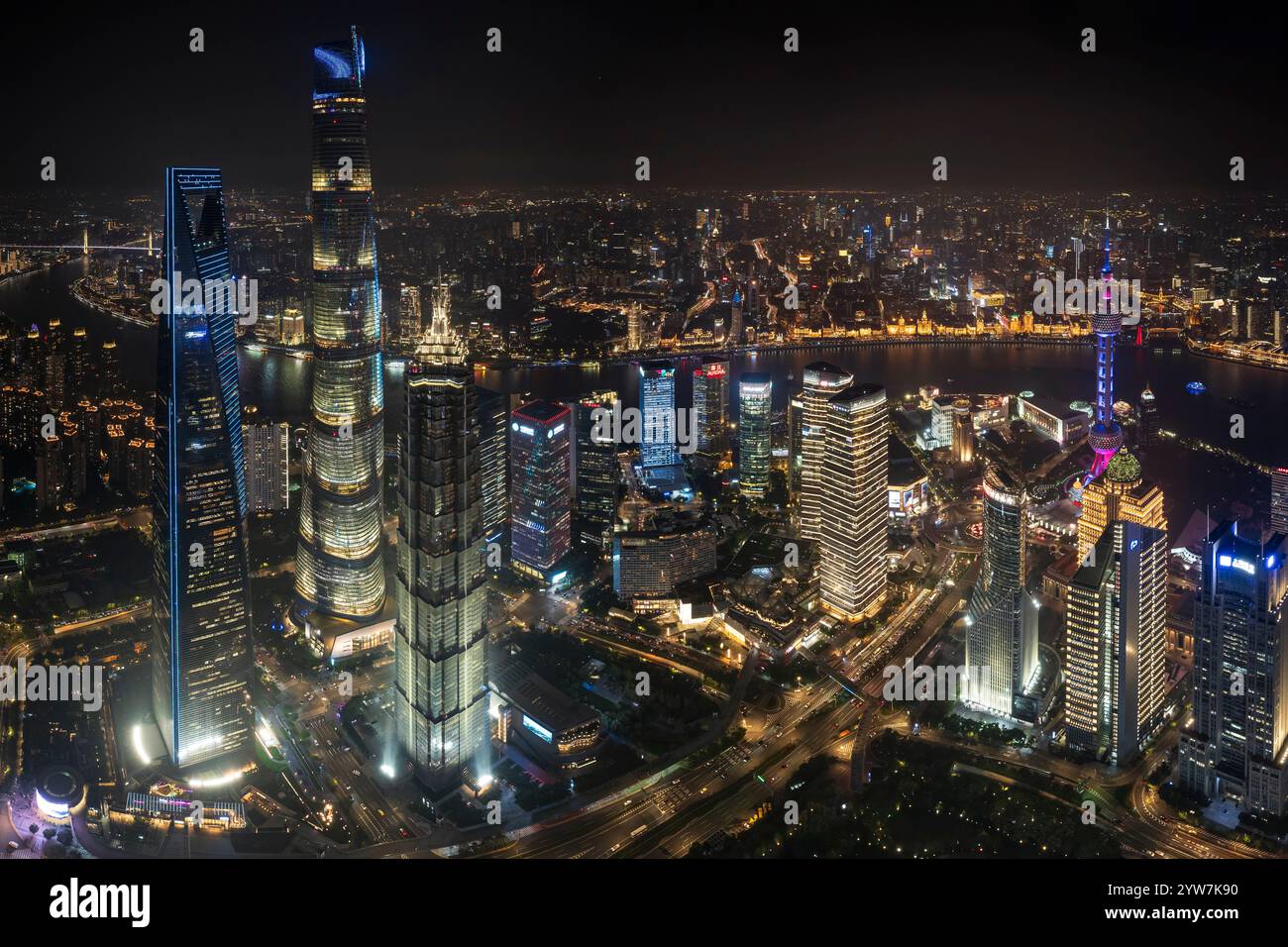 Night view of Shanghai Skyline, China Stock Photo - Alamy
