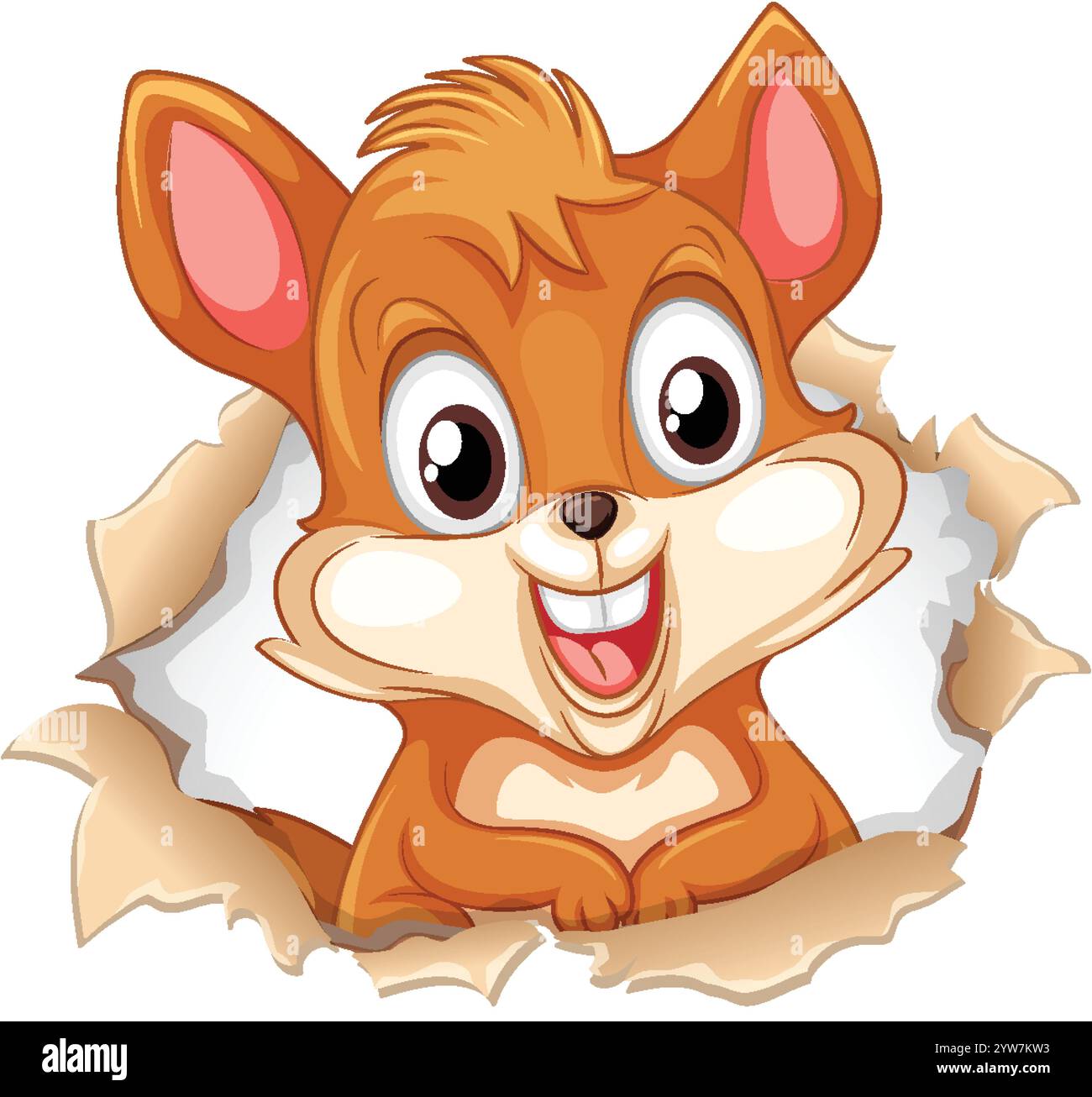 Happy chipmunk bursting through torn paper hole Stock Vector Image ...