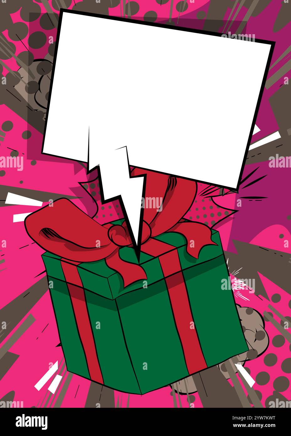 PrintCartoon Gift Box with blank speech bubble, comic book ...
