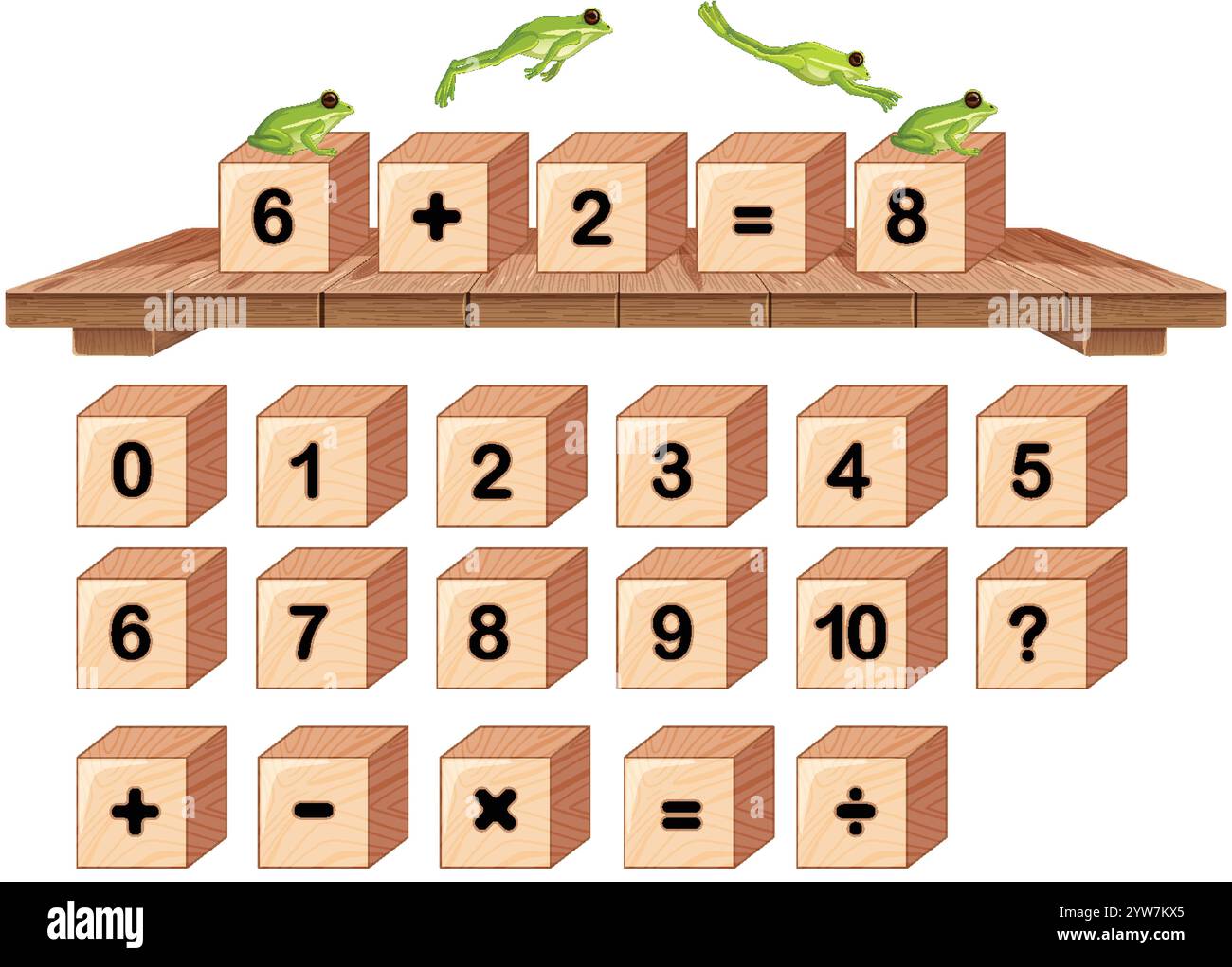 Frogs jumping over math blocks with numbers Stock Vector Image & Art ...