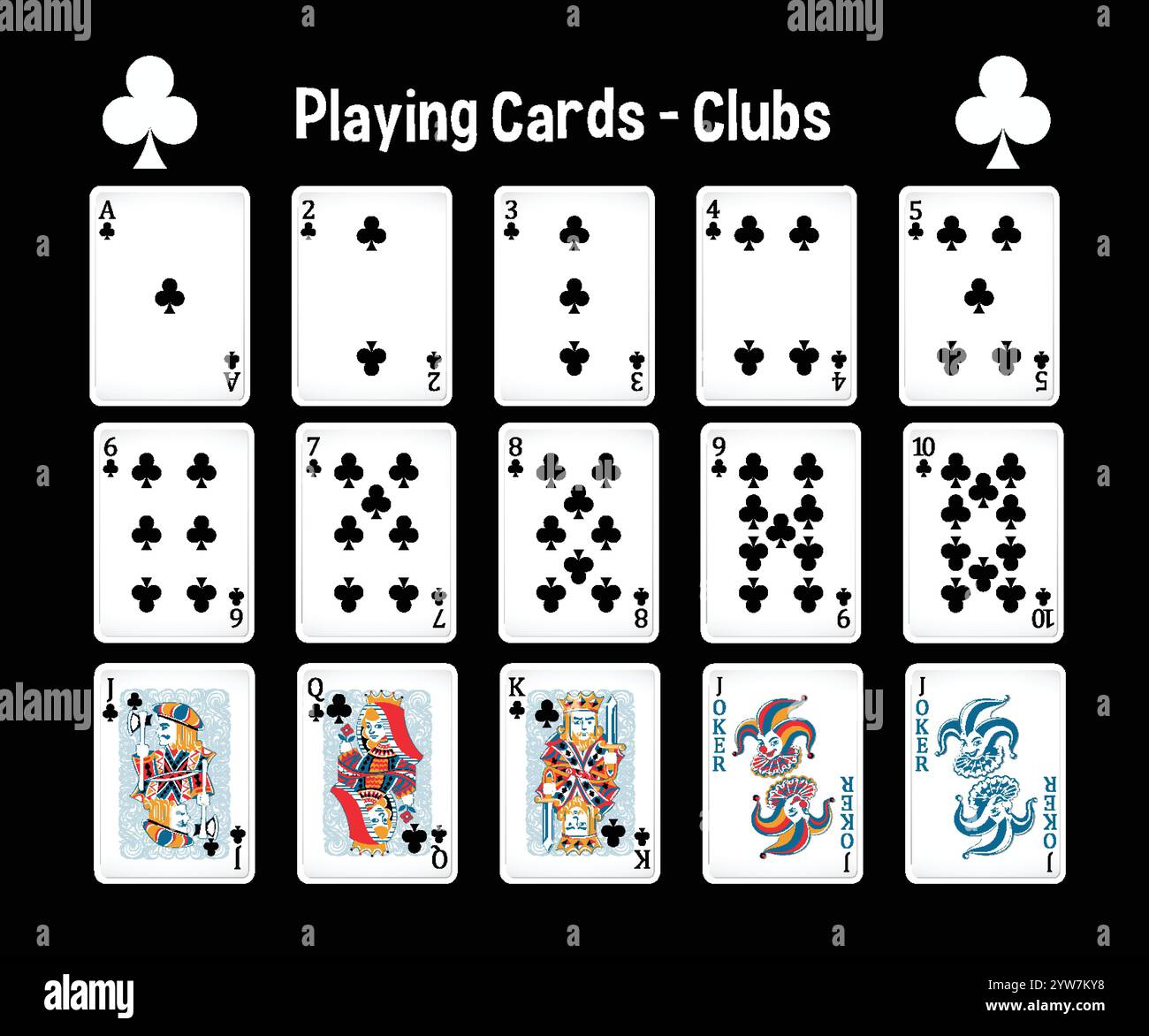 Illustration of club suit cards with jokers Stock Vector Image & Art ...