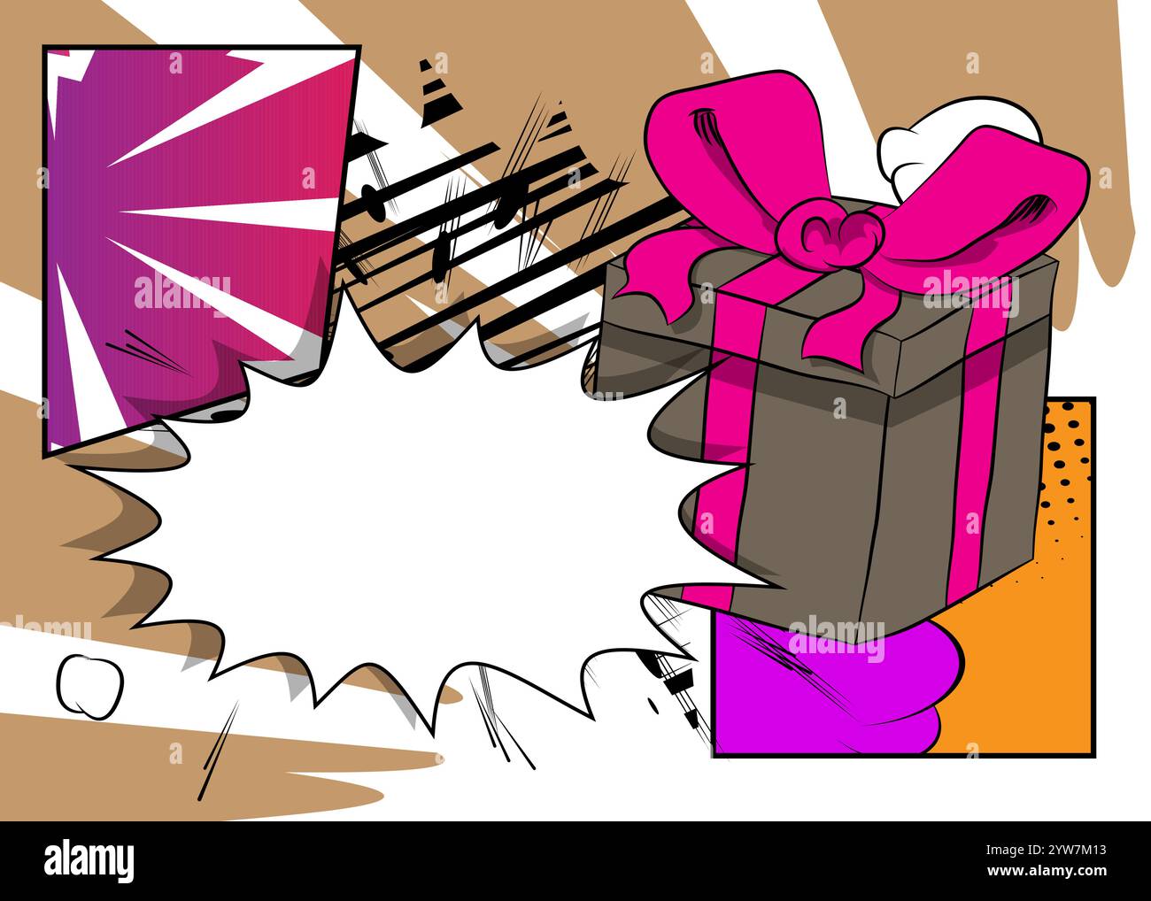 PrintCartoon Gift Box with blank speech bubble, comic book ...
