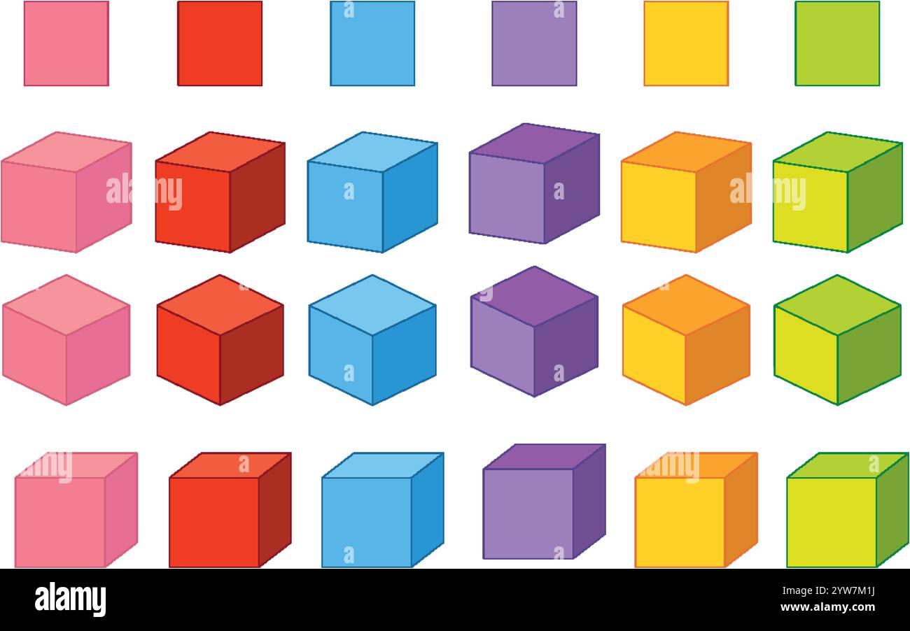 Vibrant cubes arranged in a grid pattern Stock Vector Image & Art - Alamy