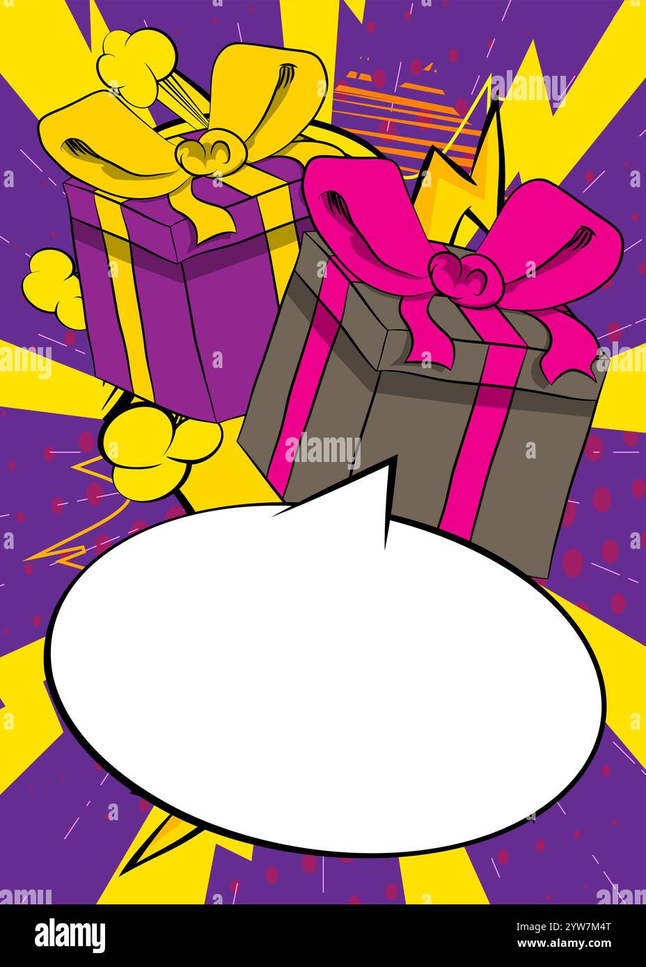 PrintCartoon Gift Box with blank speech bubble, comic book ...