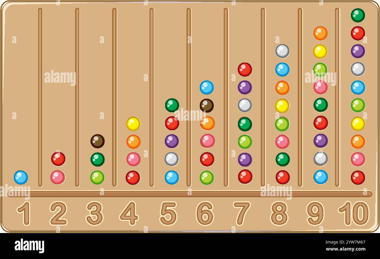 Vibrant beads arranged for educational counting purposes Stock Vector ...