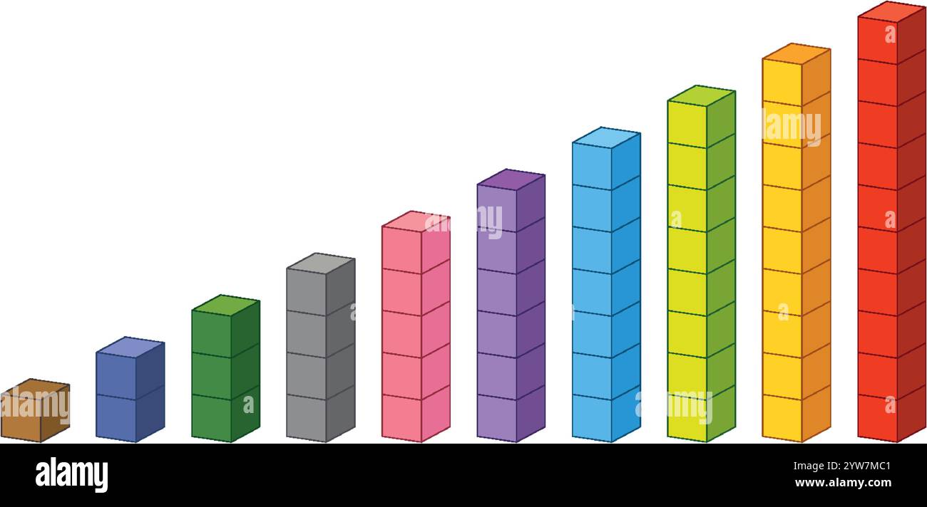Illustration of colorful blocks arranged in increasing height Stock ...