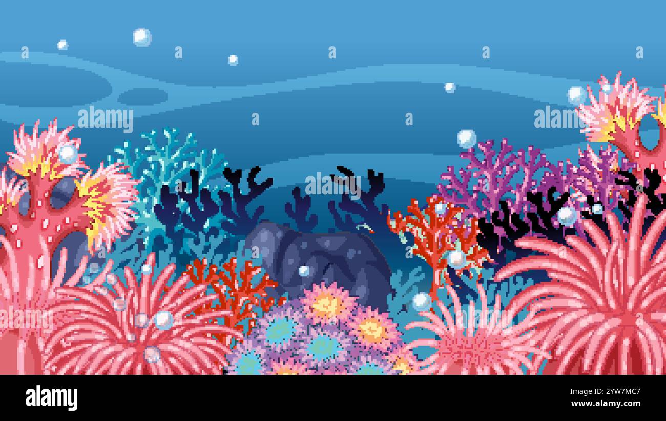 Colorful corals and sea life in ocean habitat Stock Vector Image & Art ...